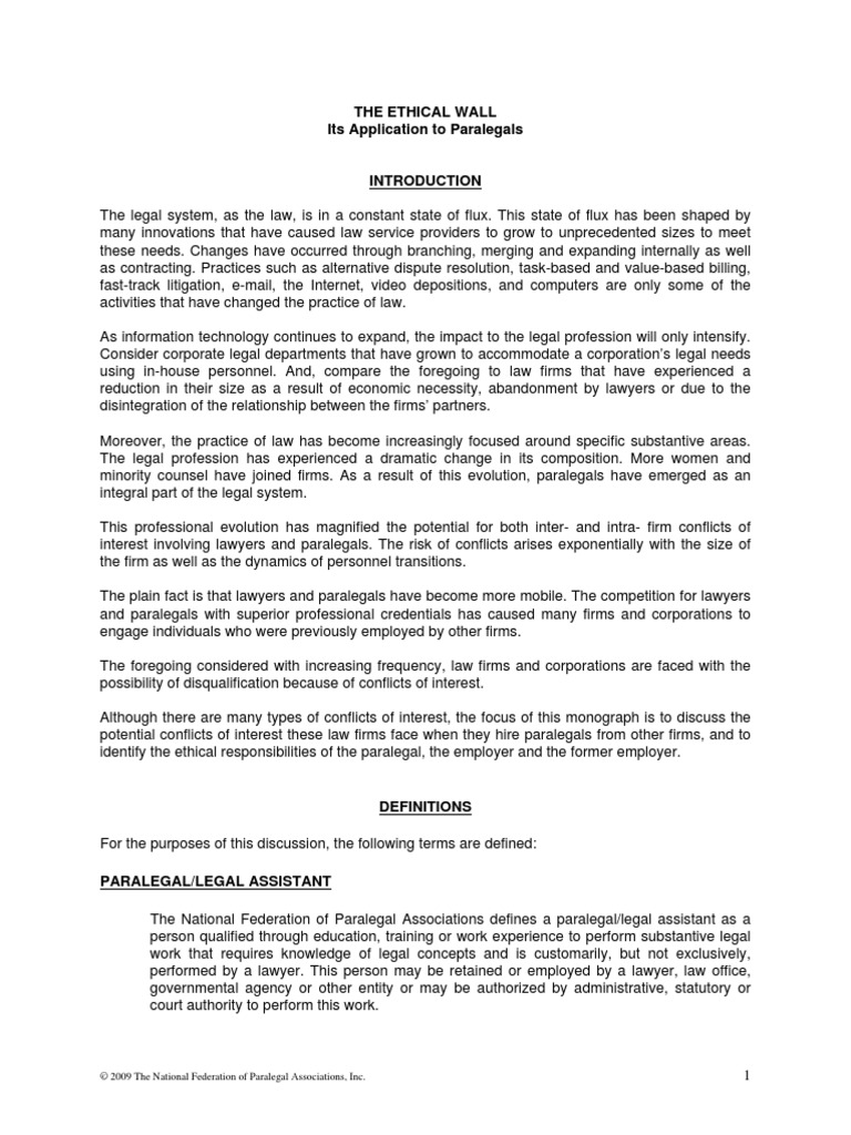 The Ethical Wall | Download Free PDF | Paralegal | Confidentiality