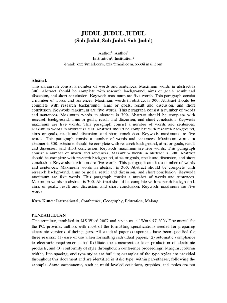 Judul Judul Judul: (Sub Judul, Sub Judul, Sub Judul) | PDF | Abstract ...