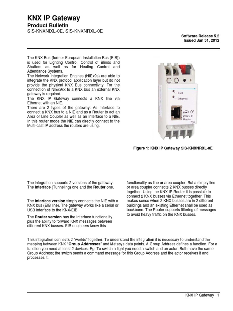 KNX IP Gateway | Gateway (Telecommunications) | Physical Layer Protocols