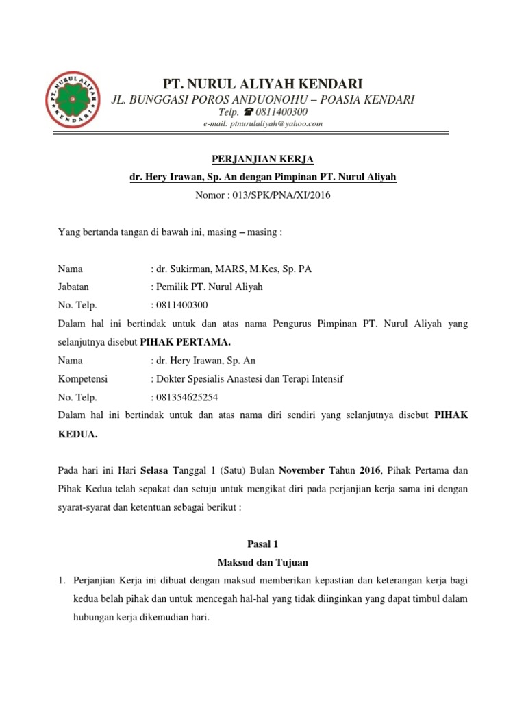 MOU Dokter Spesialis Dengan Rsu Aliyah | PDF | Pengembangan Diri