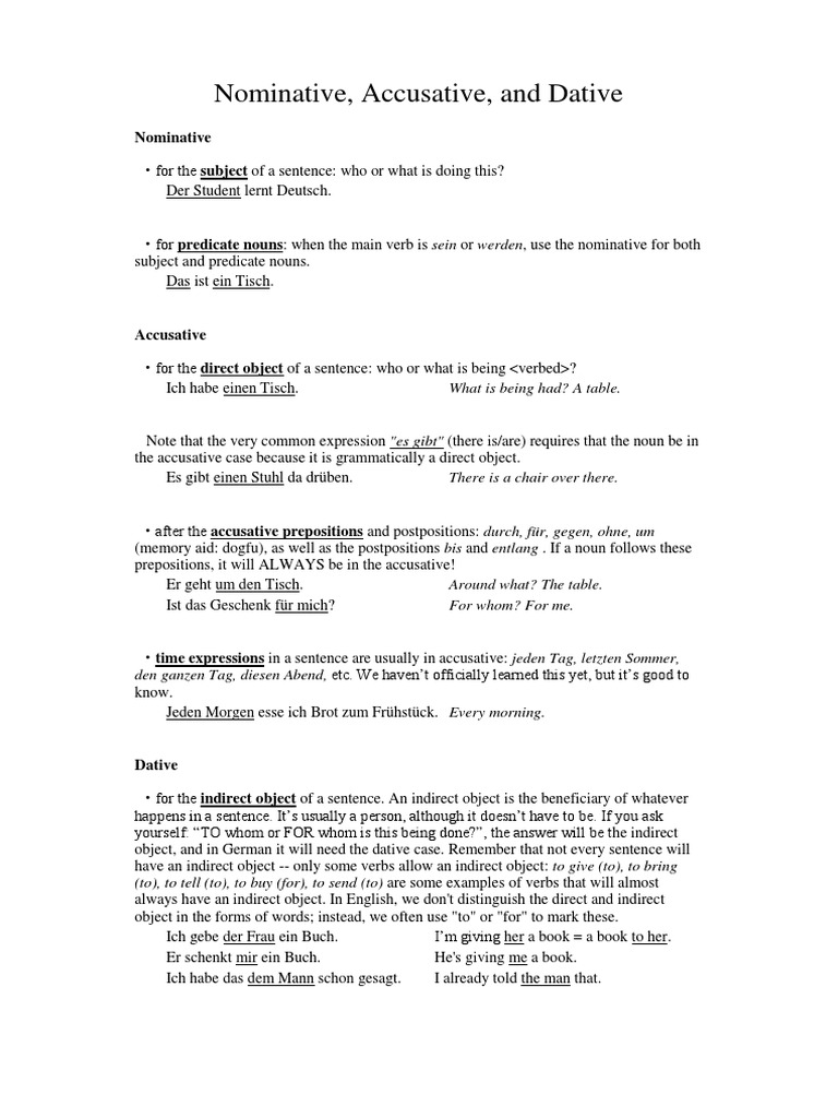 Nominative, Accusative, and Dative | PDF | Morphology | Style (Fiction)