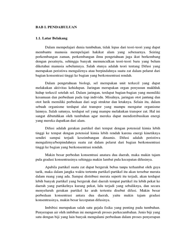 Pengukuran Air Pada Tumbuhan (Difusi, Imbibisi, Osmosis) | PDF