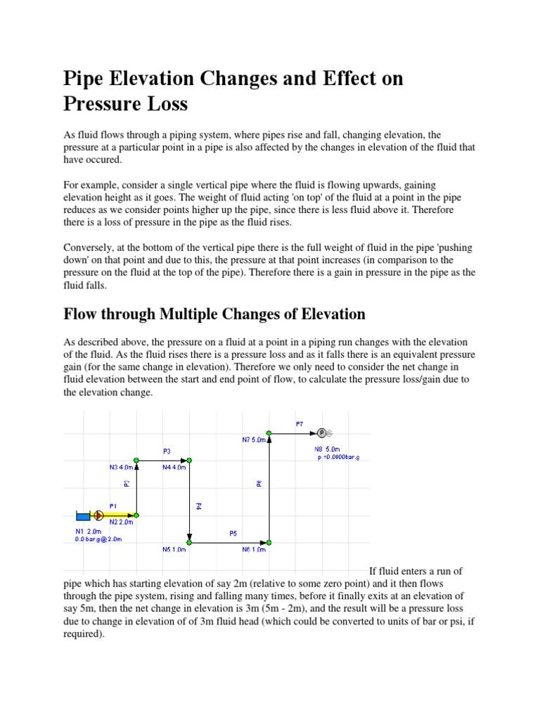 Pipe Elevation Changes and Effect On Pressure Loss | PDF | Pressure ...