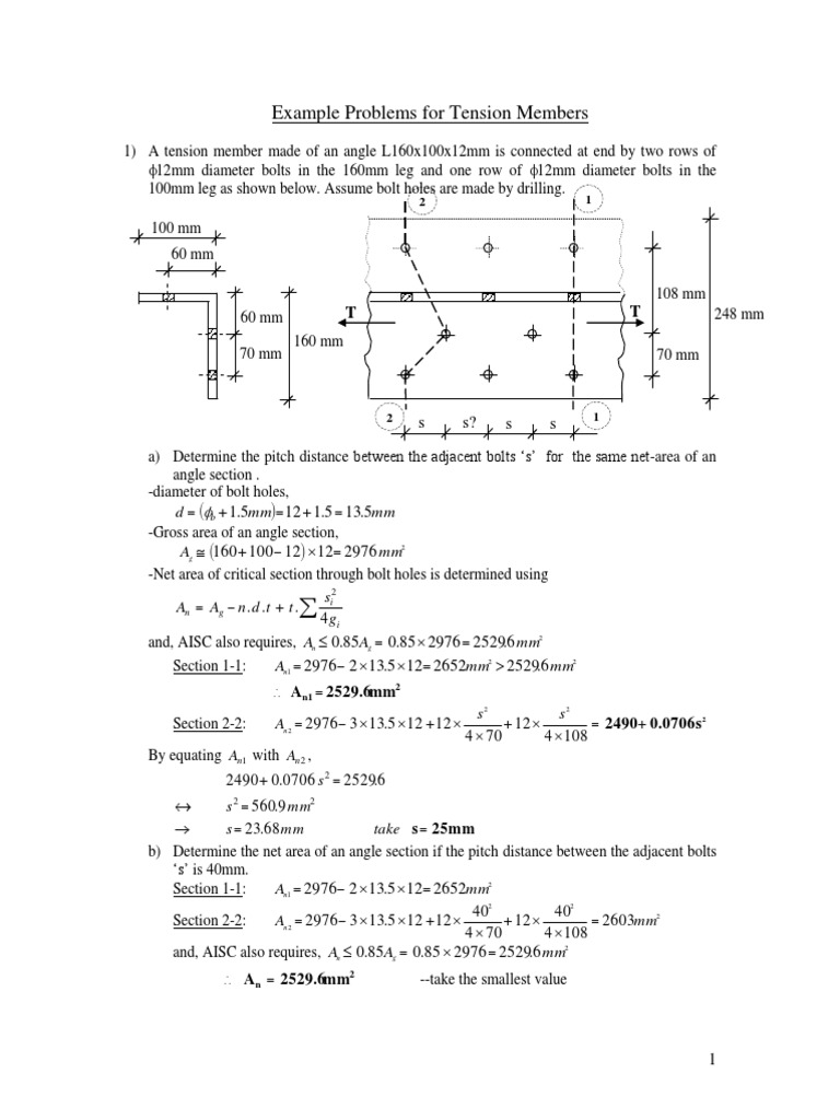 Example Problems For Tension Members Steel | PDF | Screw | Building ...
