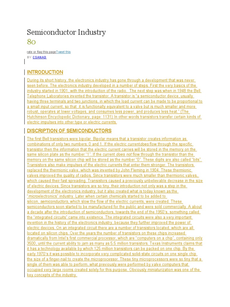 Semiconductor Industry Pdf Transistor Integrated Circuit