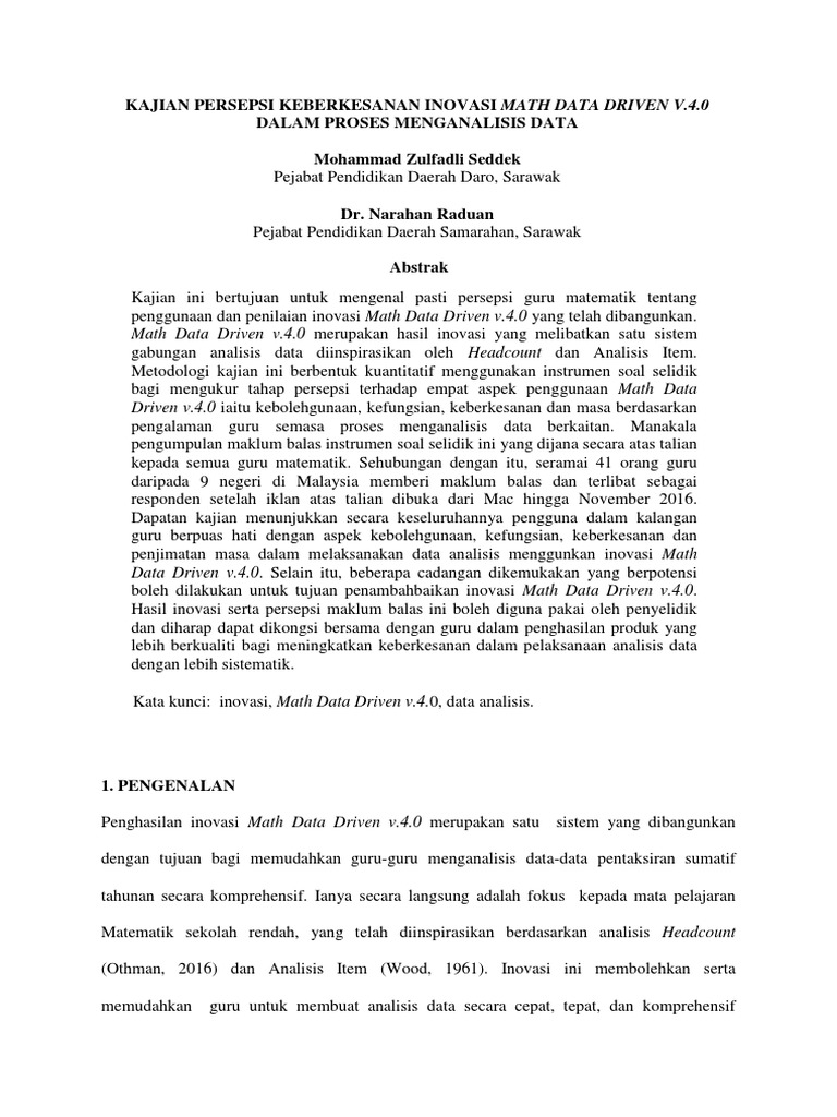 Contoh Kajian Keberkesanan Impak Inovasi | PDF