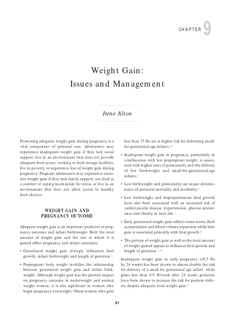 Weight Gain: Issues and Management: Irene Alton | PDF | Pregnancy ...