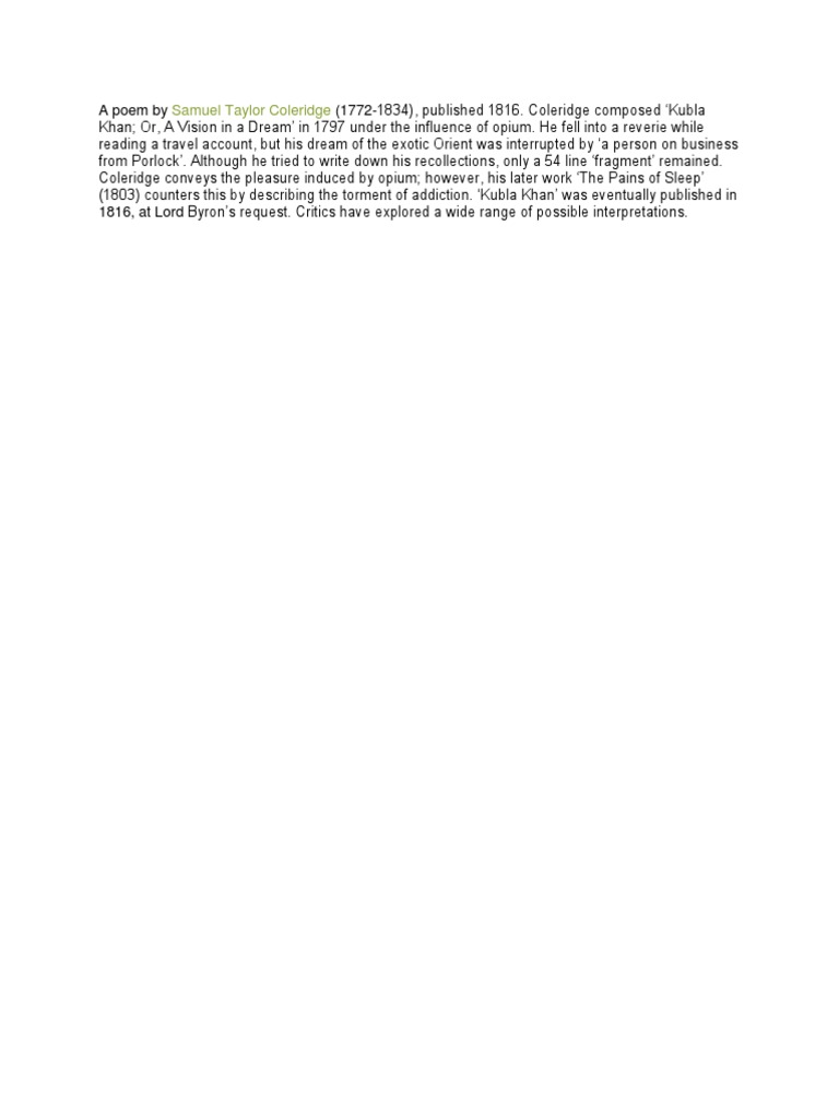 Samuel Taylor Coleridge | PDF | Classics