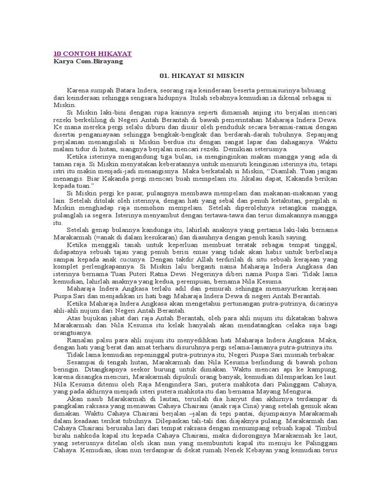10 Contoh Teks Hikayat Singkat | PDF