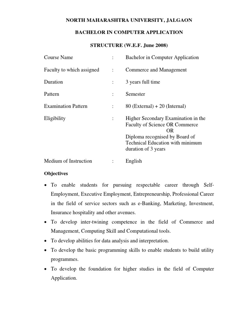2008-09 BCA Structure & First Year | PDF | Matrix (Mathematics ...