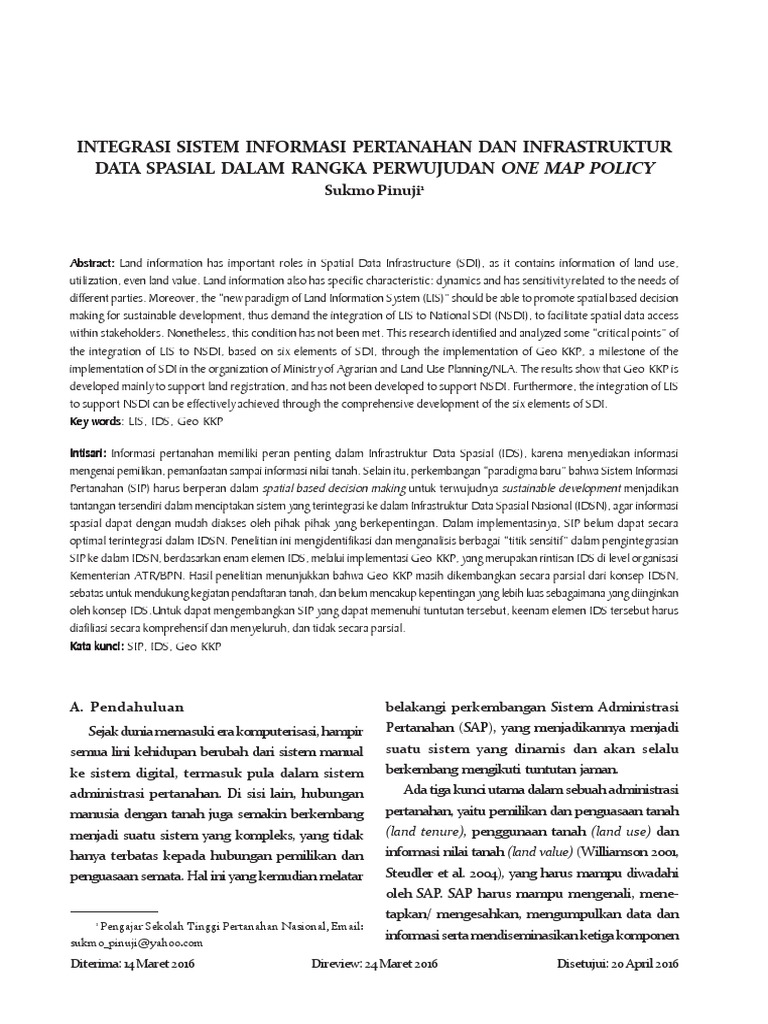 INTEGRASI SISTEM INFORMASI PERTANAHAN DAN INFRASTRUKTUR DATA SPASIAL ...