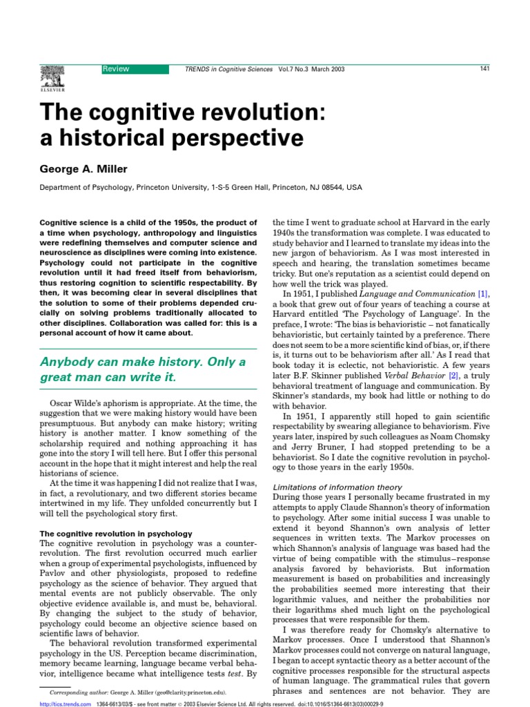 The Cognitive Revolution | Behaviorism | Cognitive Science