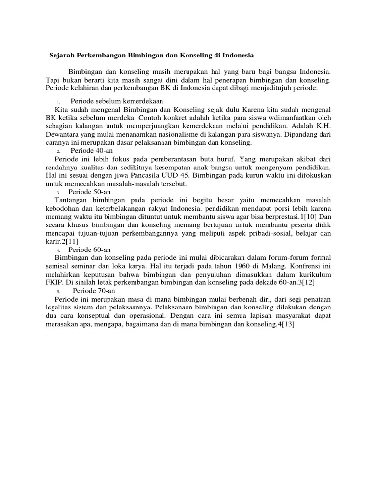 Sejarah Perkembangan Bimbingan Dan Konseling Di Indonesia Pdf