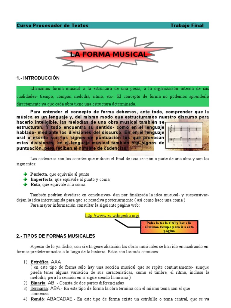 Forma Musical | PDF | Formas musicales | Canciones