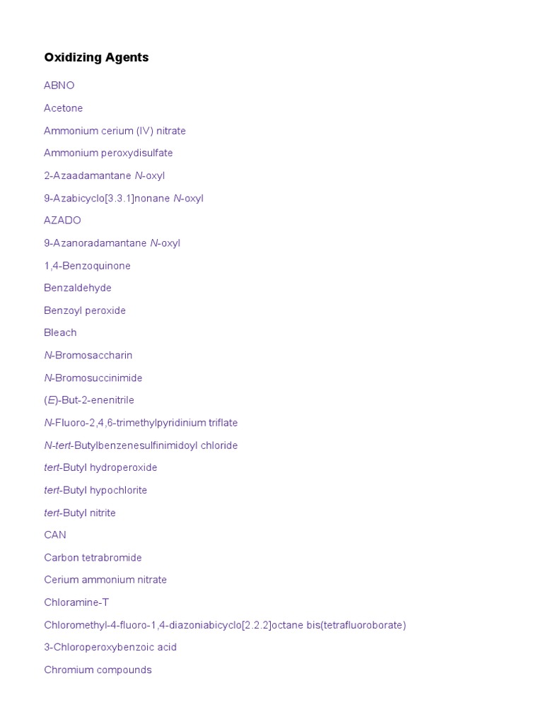 Oxidizing Agents | PDF | Hydrogen Peroxide | Molecules