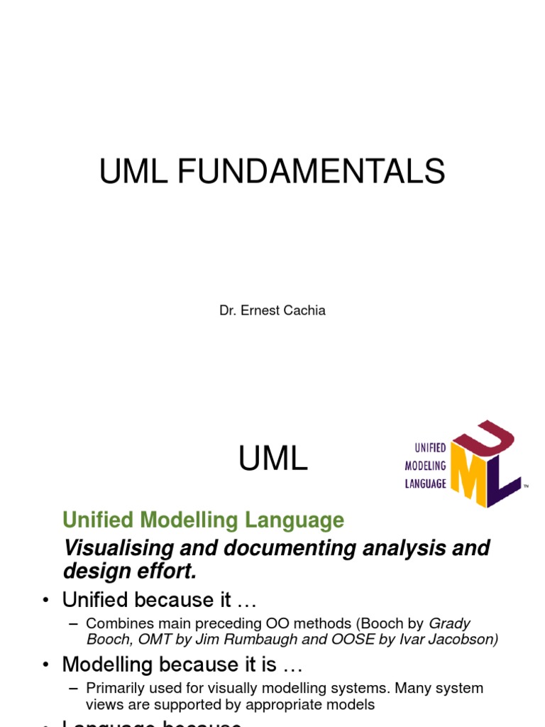 Uml Fundamentals: Dr. Ernest Cachia | PDF | Unified Modeling Language | Verb