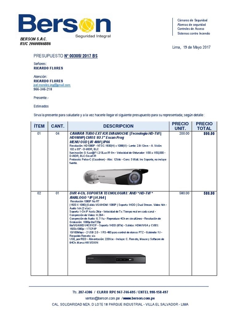 Proforma #00306-2017 BS | PDF | Ingeniería Informática | Telecomunicaciones