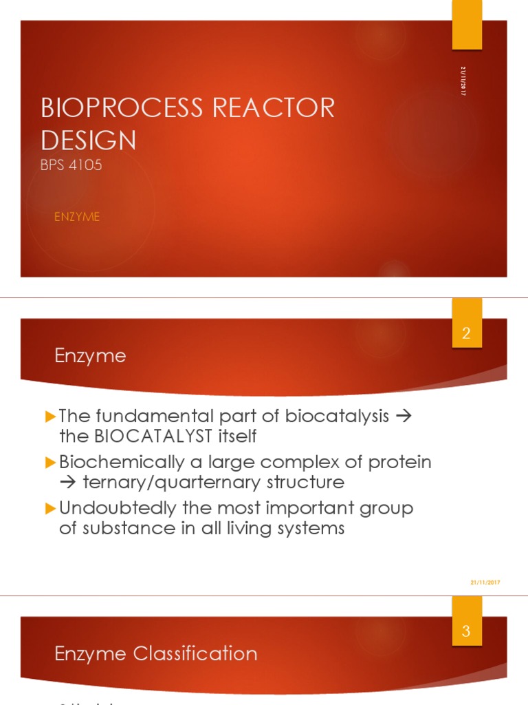 Bioprocess Reactor Design: Enzyme | PDF | Enzyme Kinetics | Catalysts