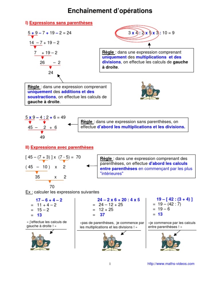 Enchaînement d'opérations en 5ème | PDF | Fraction (Mathématiques) | Multiplication