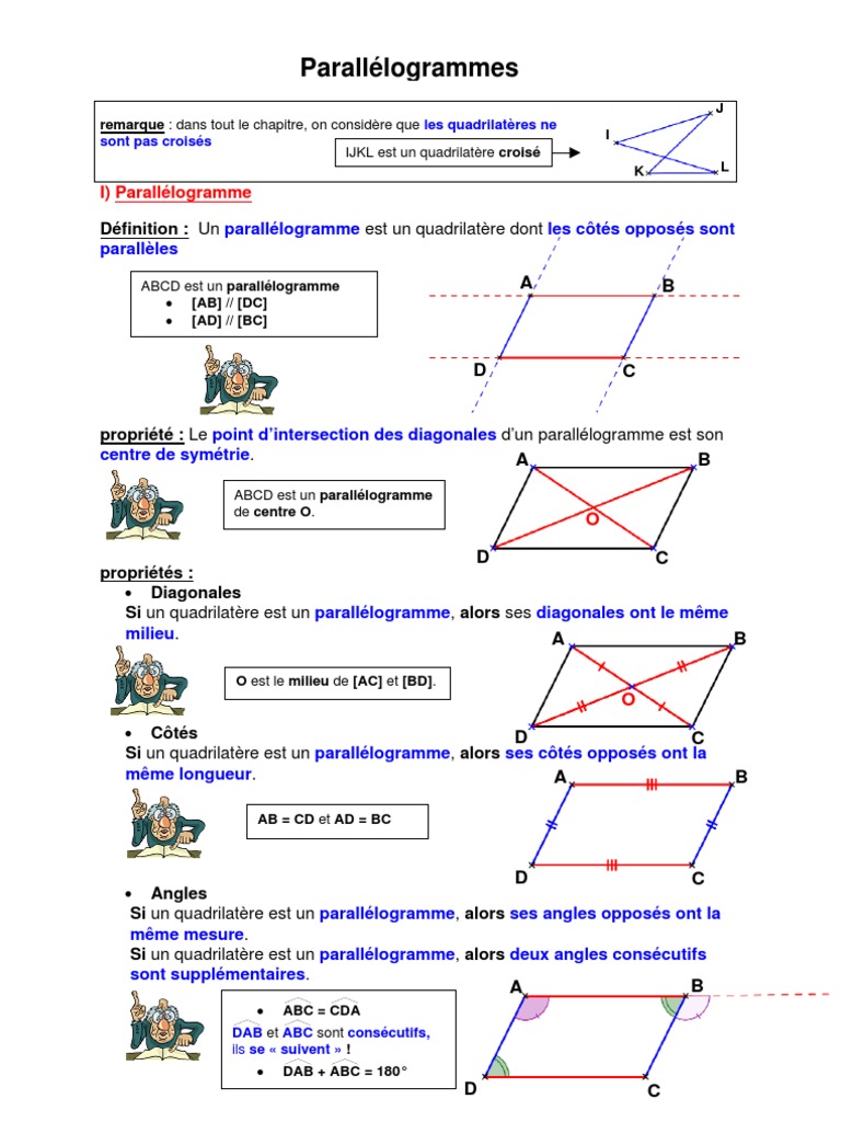 parallélogrammes (5ème) | Géométrie euclidienne | Polytope
