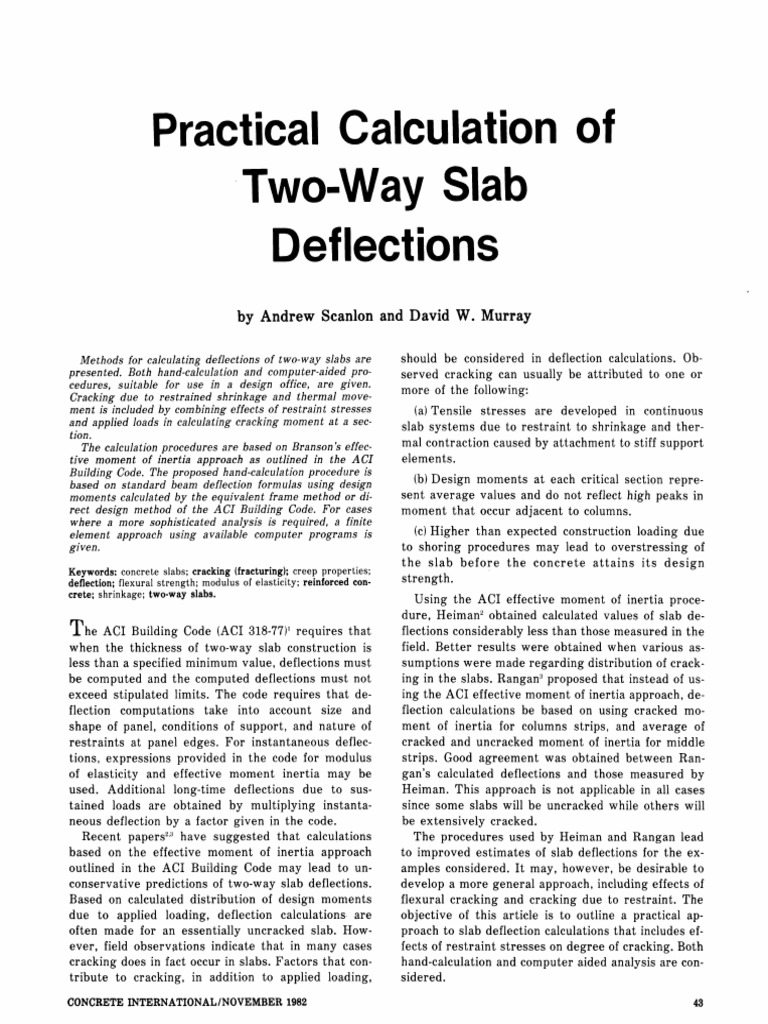 Practical Calculation of Two Way Slab Deflections PDF | PDF