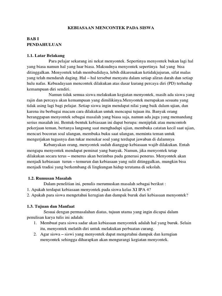 Analisis Kebiasaan Mencontek Pada Siswa | PDF