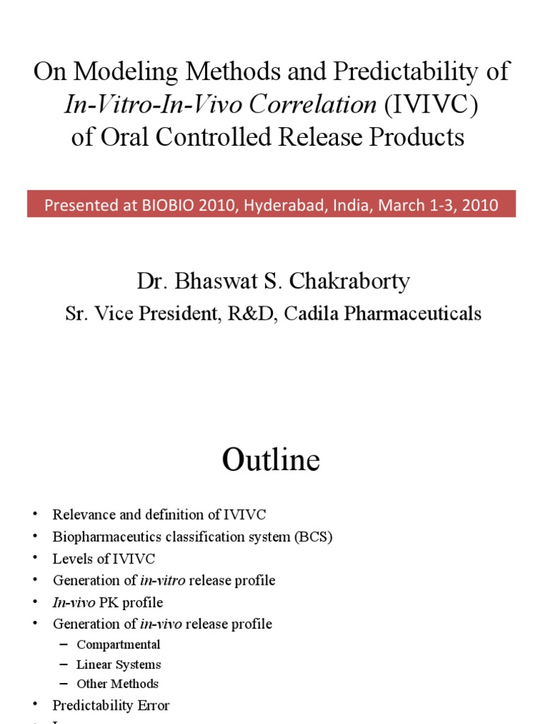 In-Vitro-In-Vivo Correlation (IVIVC) : On Modeling Methods and ...