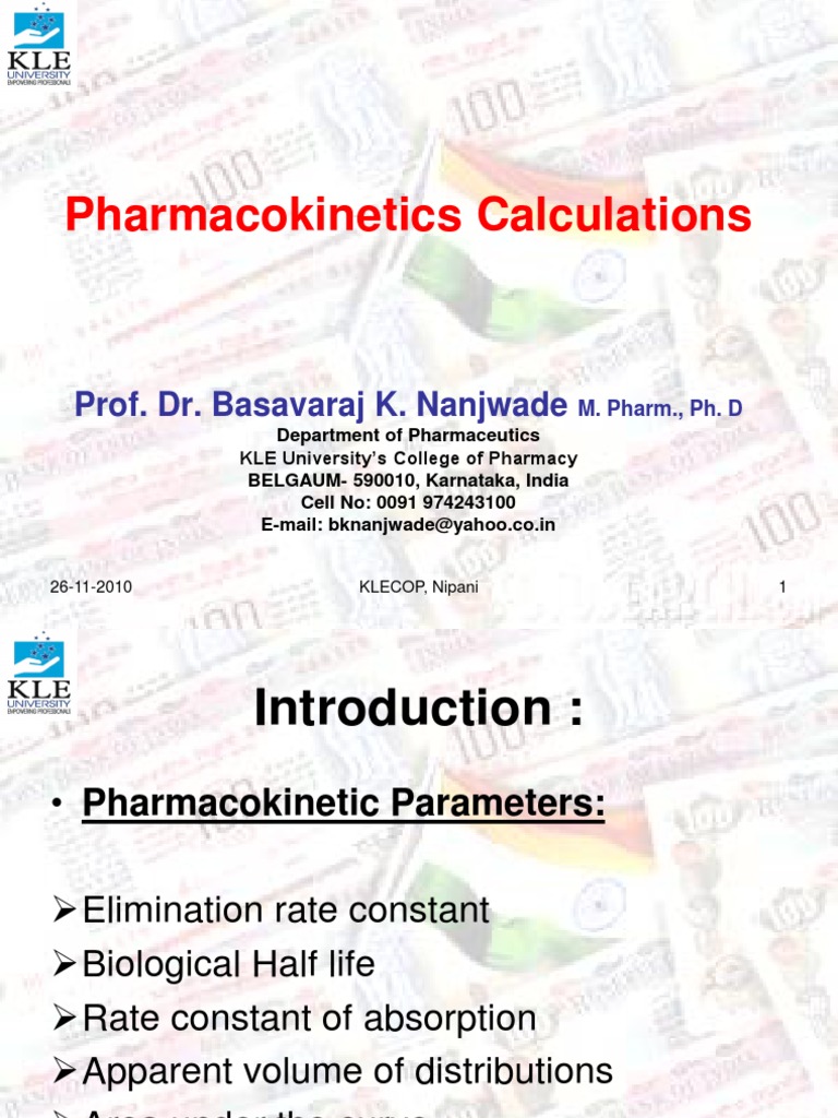 Pharmacokinetics Calculation | PDF | Bioavailability | Pharmacokinetics