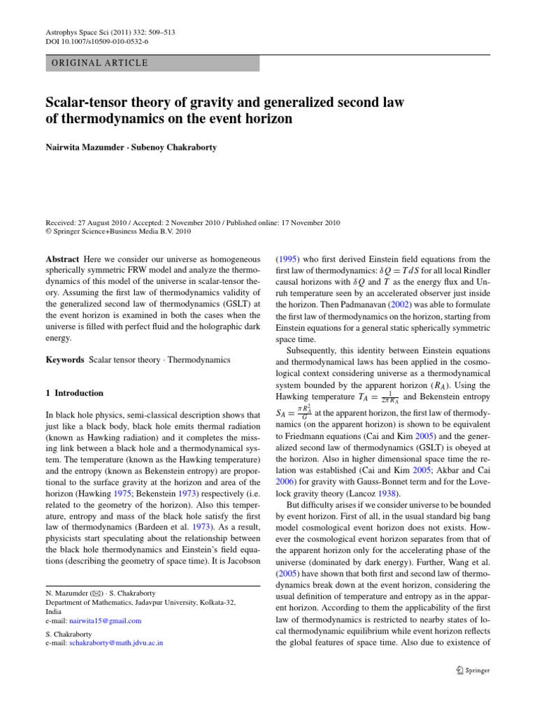 Scalar-Tensor Theory of Gravity and Generalized Second Law of Thermodynamics On The Event ...