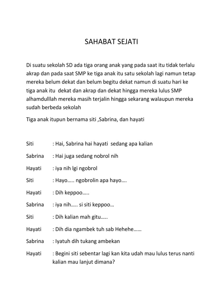 Cerpen (Sahabat Sejati) | PDF | Gaya Hidup