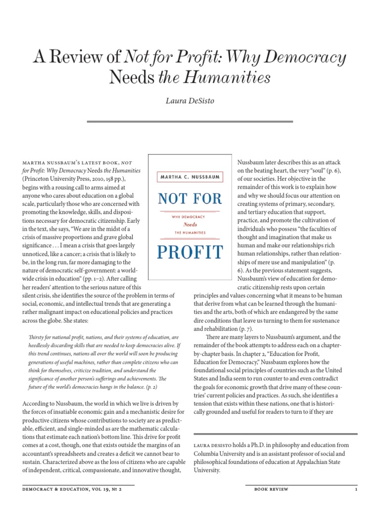Not For Profit Nussbaum Review | PDF | Humanities | Democracy