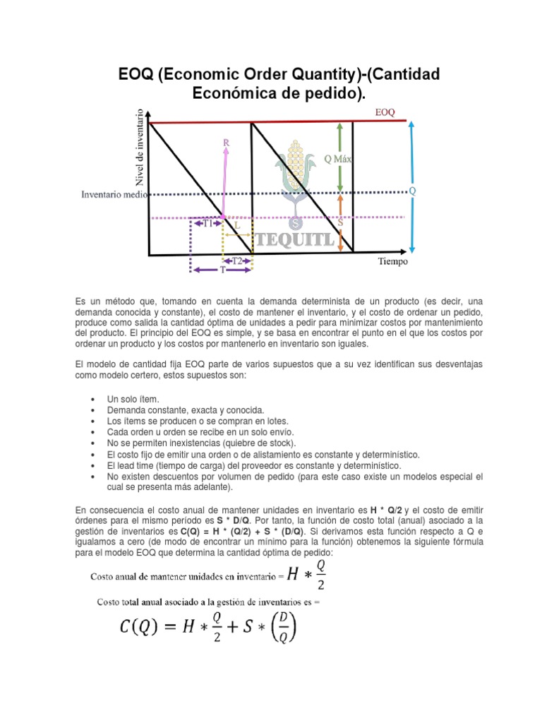EOQ (Economic Order Quantity) - (Cantidad Económica de Pedido) | PDF ...
