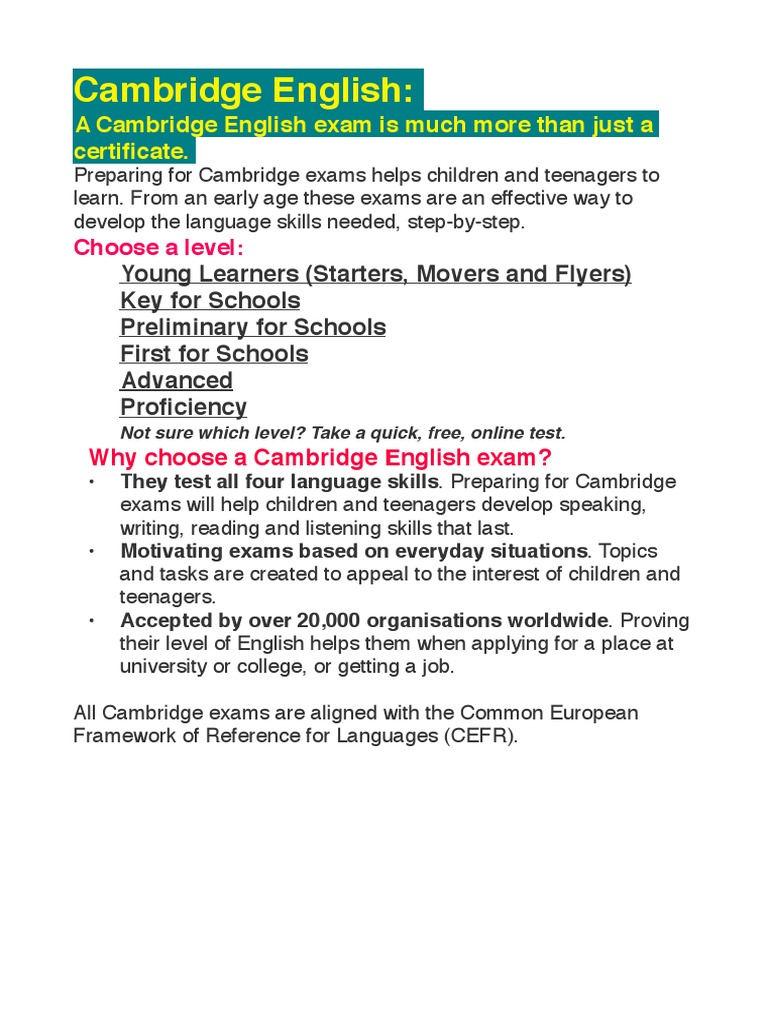 Cambridge Exams Presentation | PDF | Applied Linguistics ...