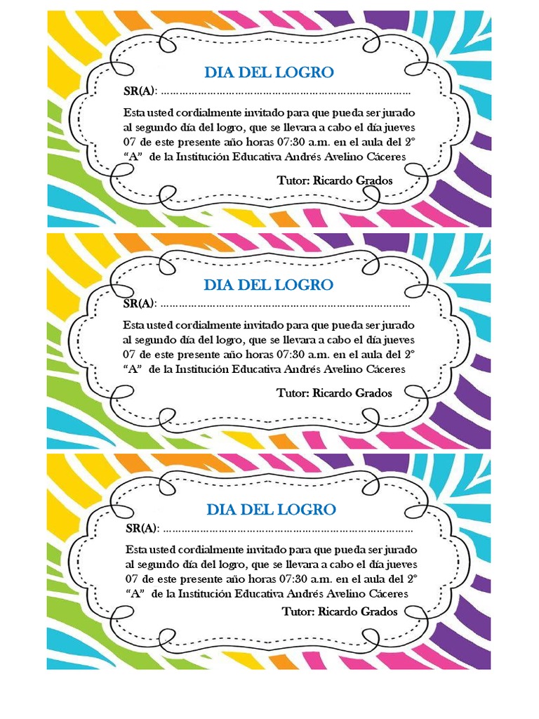 Invitacion Al Dia Del Logro | PDF