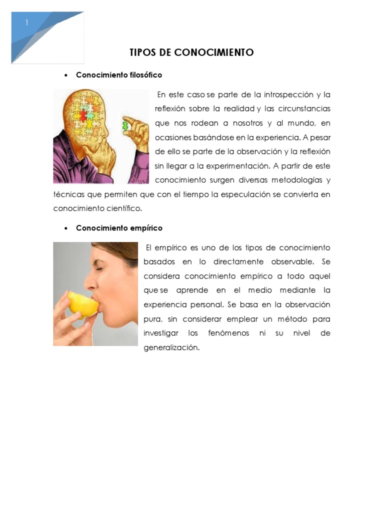 Tipos de Conocimiento | Descargar gratis PDF | Empirismo | Conocimiento