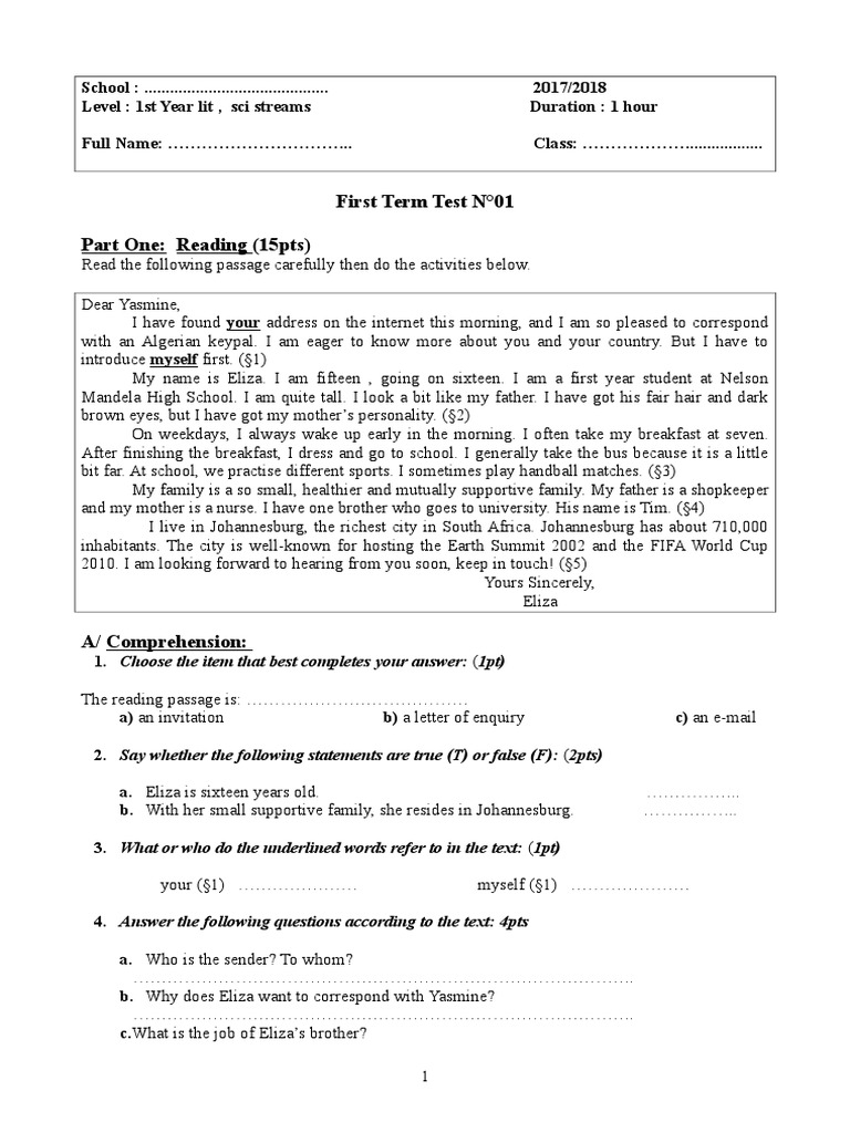 1as First Test | PDF