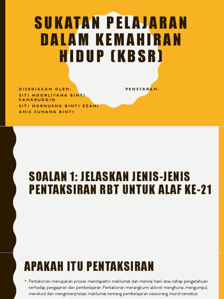 Sukatan Pelajaran Dalam Kemahiran Hidup (KBSR) | PDF