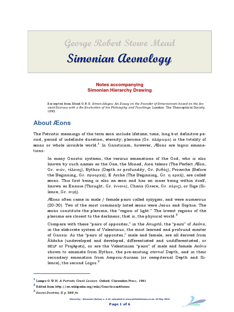 Hierarchy Simonian (Notes) | PDF | Nous | Religious Faiths