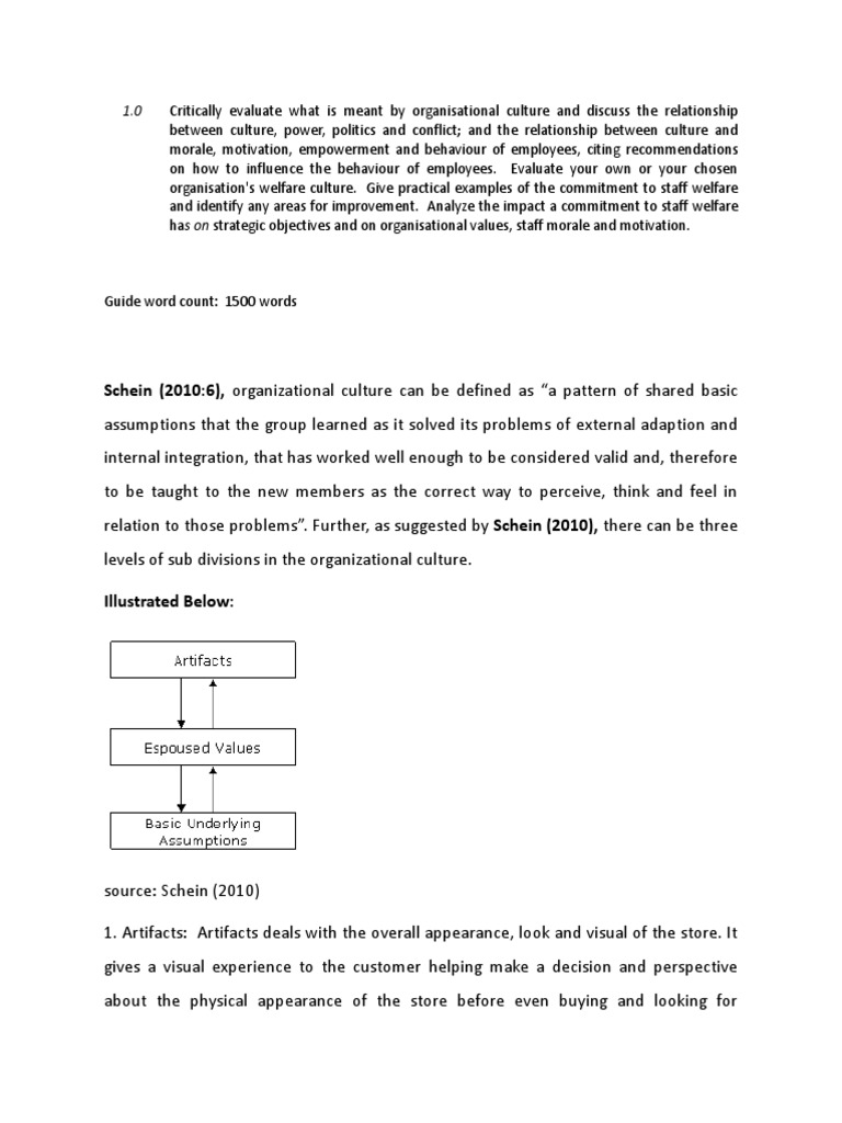 Schein (2010:6), Organizational Culture Can Be Defined As "A Pattern of Shared Basic | PDF ...