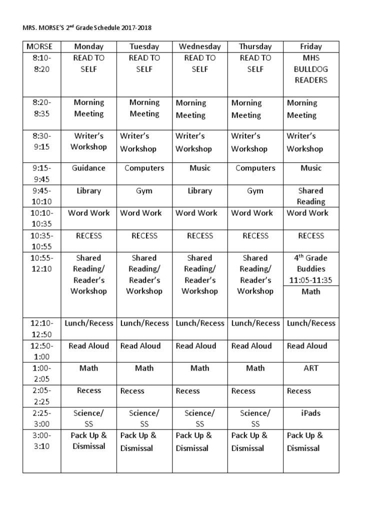 Schedule 2017-2018 | PDF