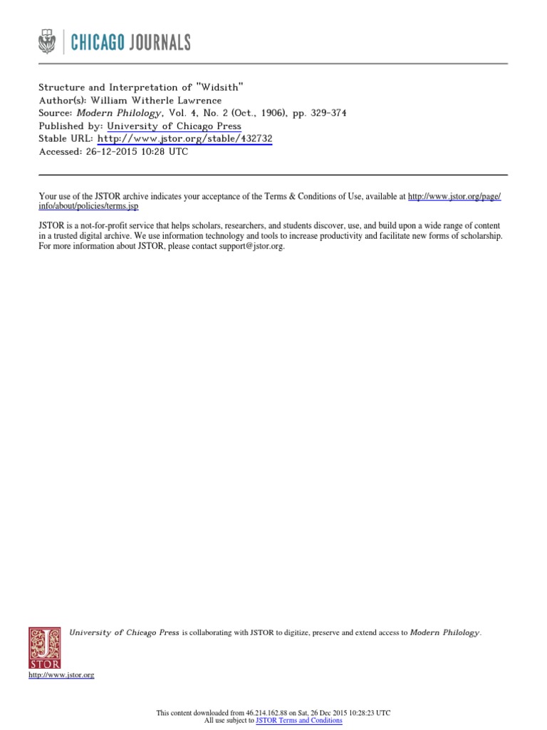 Structure and Interpretation of the Anglo-Saxon Poem 'Widsith | PDF ...