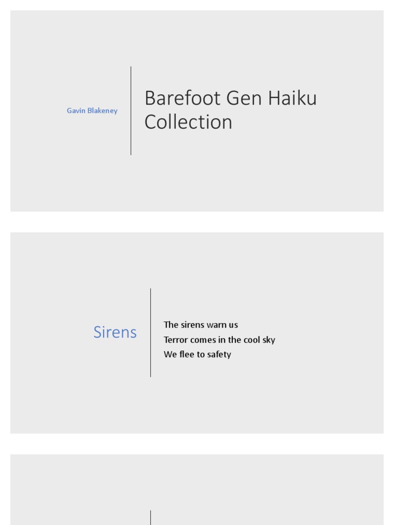 Barefoot Gen Haiku Collection: Gavin Blakeney | PDF | Violence | Nature