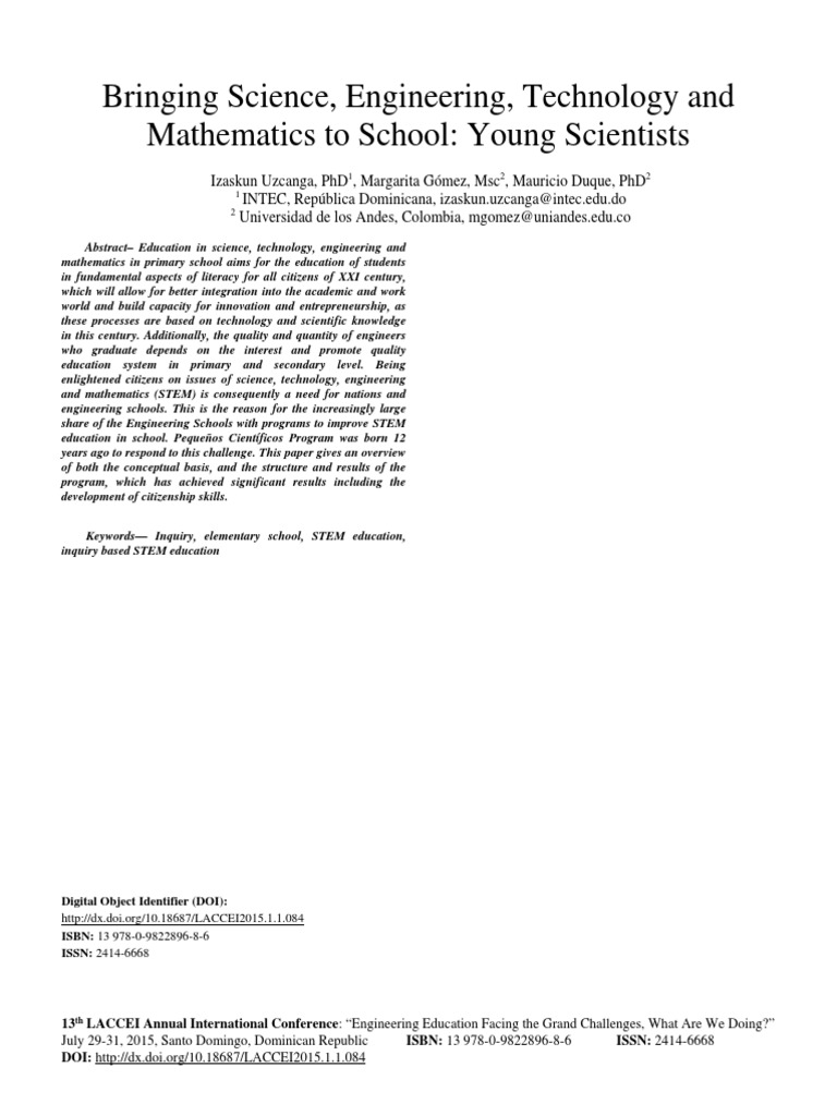 Bringing Science, Engineering, Technology and Mathematics To School ...