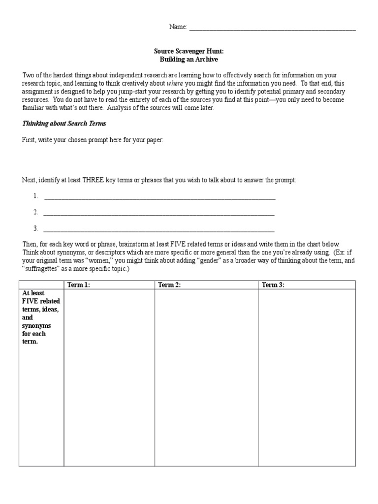 Source-Scavenger-Hunt Final-Project 1 | PDF | Primary Sources ...