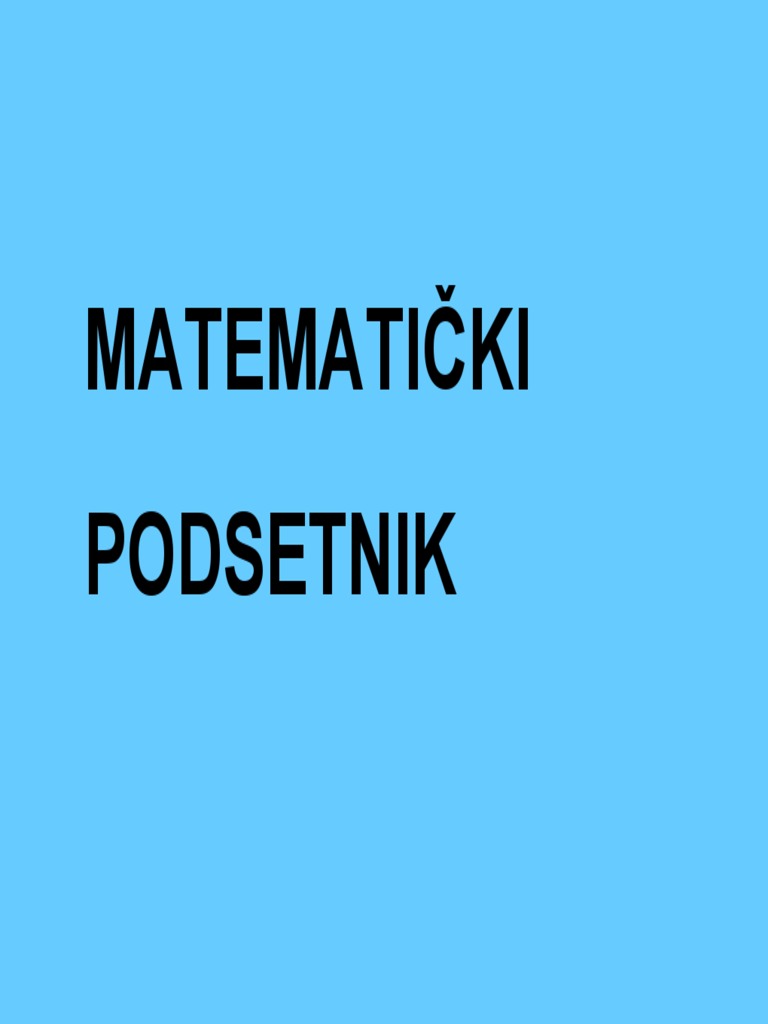 1 - Matematicki Podsetnik PDF | PDF