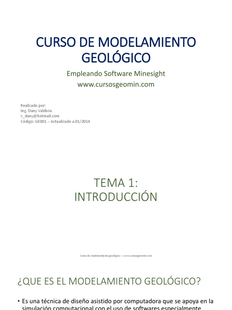Modelamiento Geologico 1 PDF | PDF | Bases de datos | Geología