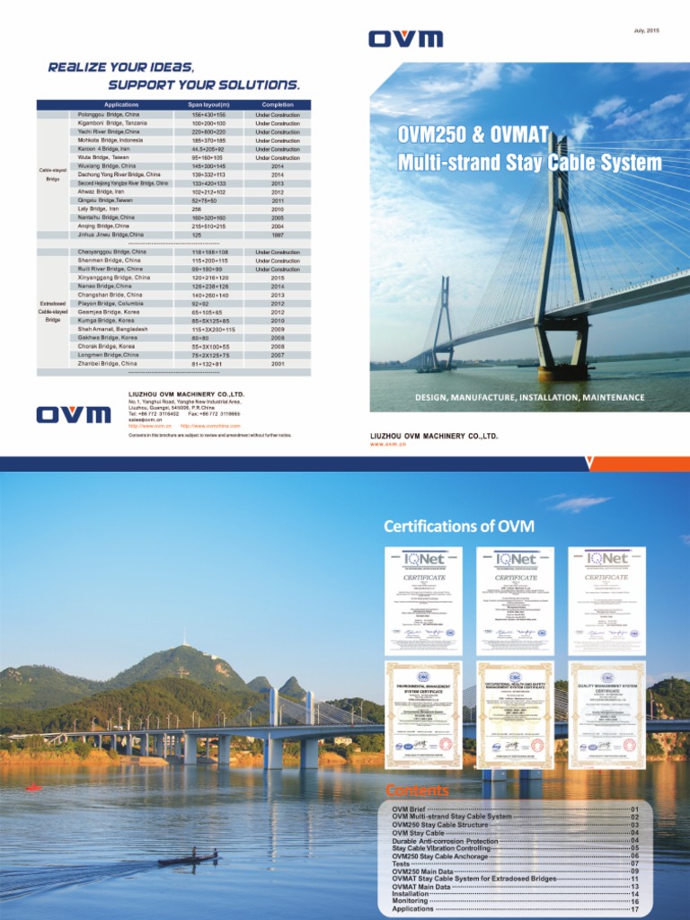 OVM250&OVMAT Multi-Strand Stay Cable System PDF | PDF