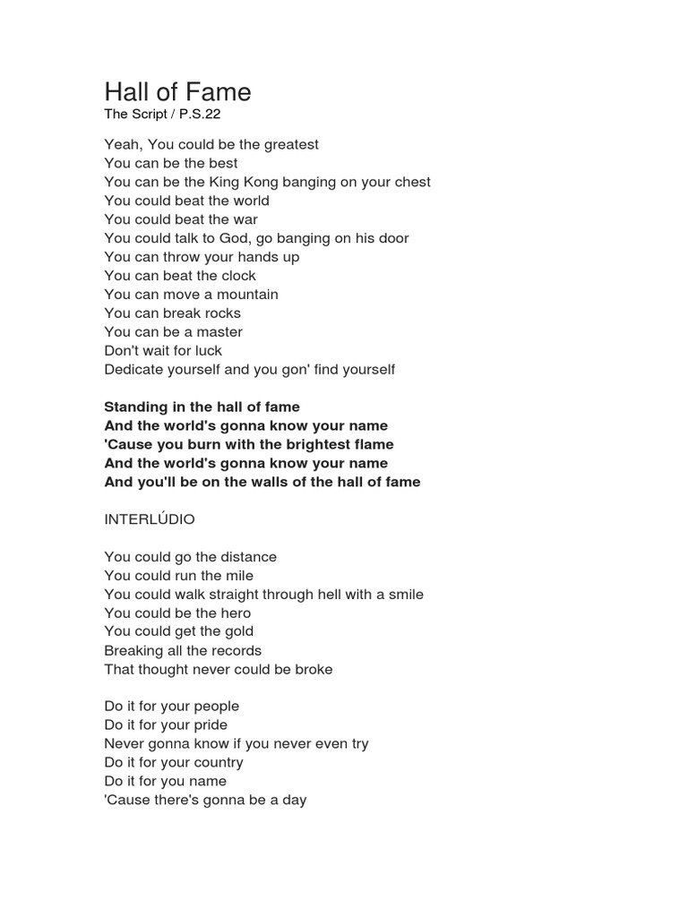 Hall of Fame: The Script / P.S.22 | PDF