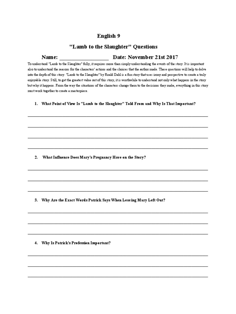 Discussion Questions for "Lamb" | PDF