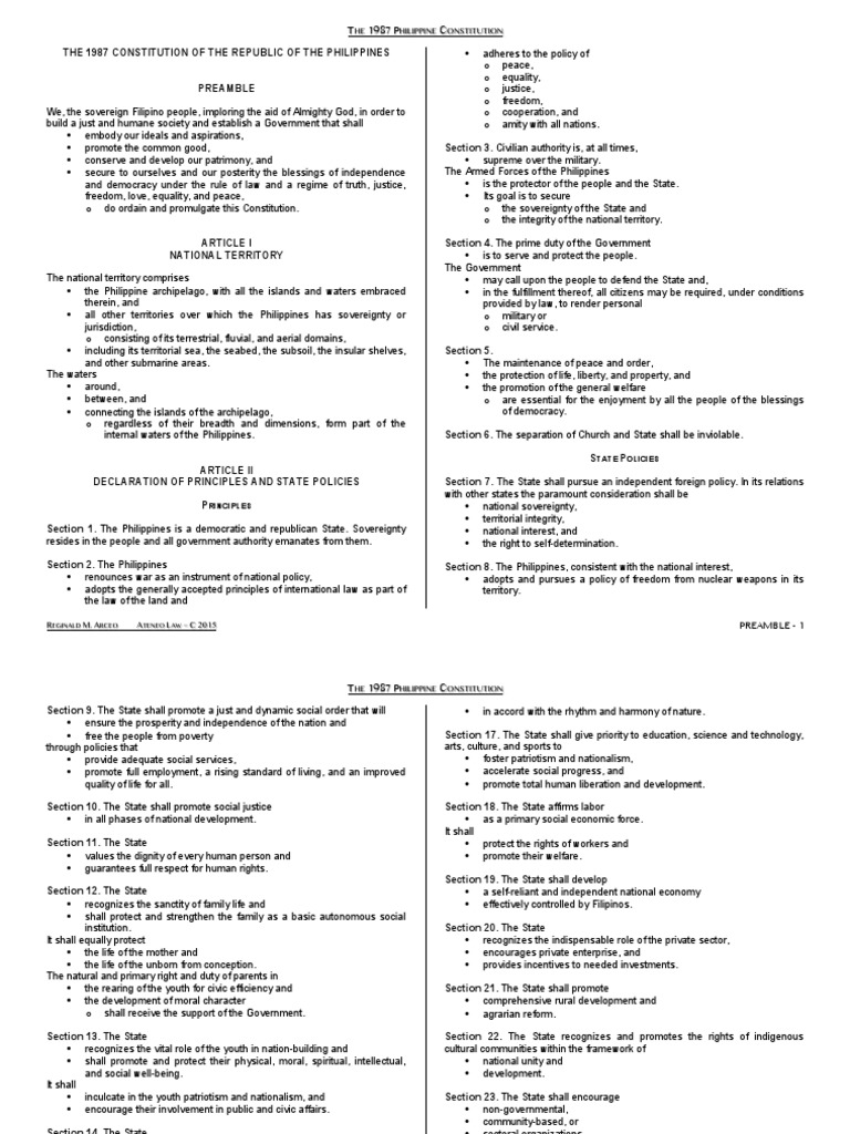 1987 Philippine Constitution Codal | PDF | Search And Seizure | United ...